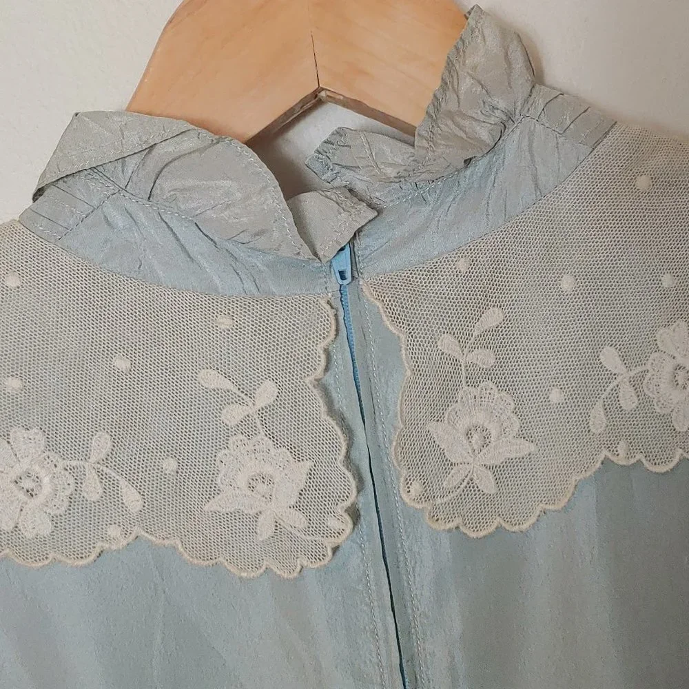 Vintage | Dresses | Vintage Au Chat Botte France Silk Taffeta Lace Bib ...